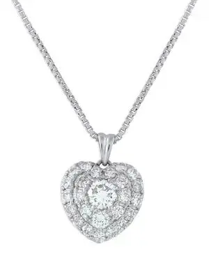 LB EXCLUSIVE Platinum Diamond Heart Pendant Necklace - Silver