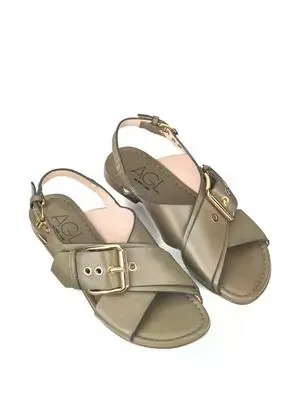 Agl Buckled Flat Sandals - Green
