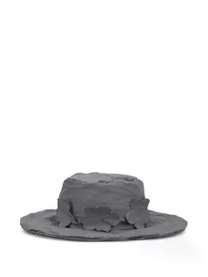 SCHA Flower Appliqué Wide Brim Hat - Grey