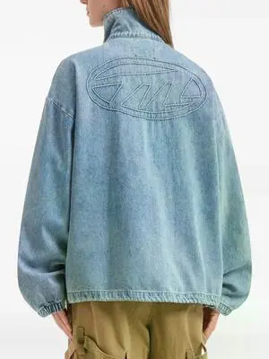 MINI CREAM Zip-up Embroidered Denim Jacket