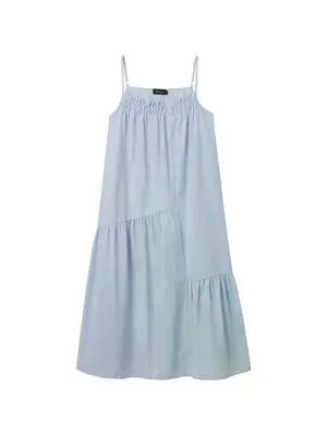 TOUT A COUP Striped Tiered Midi Dress
