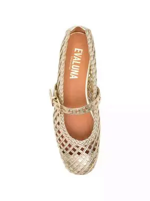 EVALUNA Tone Woven Buckle Fastening Flat Pumps