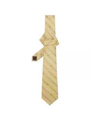 Drole De Monsieur Drôle De Monsieur Striped Monogram Jacquard Neck Tie Neutrals