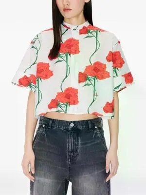 Kenzo Floral Print Cropped Shirt