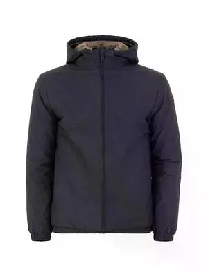 CANADIENS Zip-up Hooded Jacket With Ribbed Cuffs And Hem - Blue
