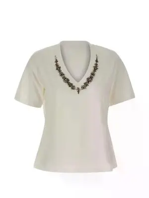 ELENA MIRÒ Embellished V-neck T-shirt