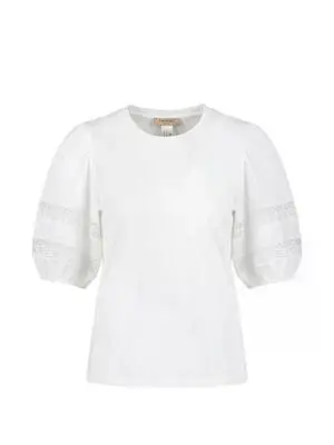 TWINSET Lace-embellished Puff Sleeve T-shirt - White