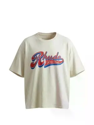 Rhude Logo-print Cotton T-shirt - Neutrals