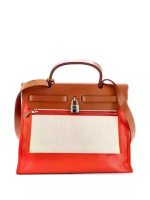 Hermès Herbag Zip Berline 31 Shoulder Bag In Vache Canvas And Leather - Red