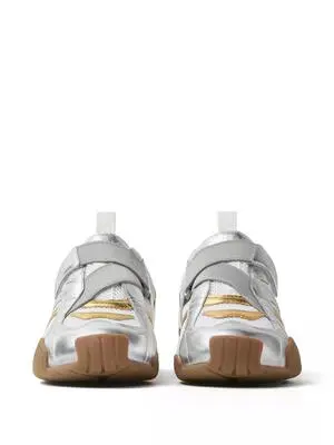 Versace Galaxia Metallic Leather And Mesh Sneakers