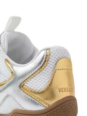 Versace Galaxia Metallic Leather And Mesh Sneakers