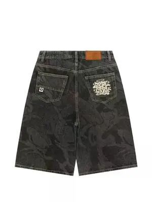 AAPE BY *A BATHING APE Embroidered Logo Denim Shorts - Black