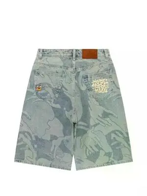 AAPE BY *A BATHING APE Camouflage Print Denim Shorts - Blue