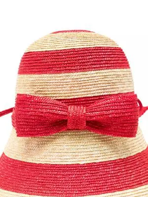 Valentino Garavani Striped Straw Sun Hat With Bow Detail - Red