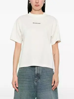 Balenciaga Logo Embroidered Crewneck T-shirt - Neutrals