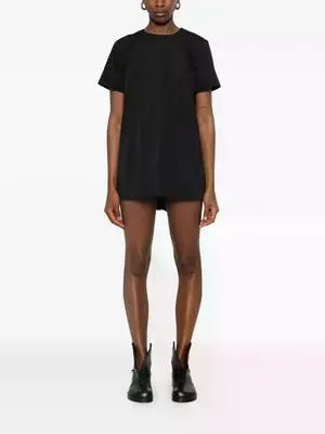 Sacai Pleated Detail Mini Dress - Black