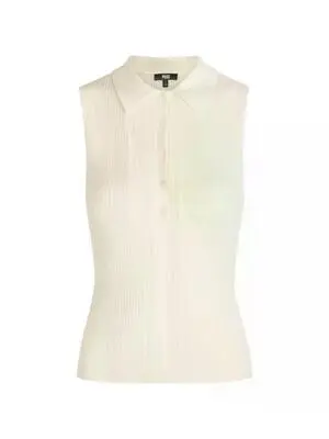 Paige Sleeveless Ribbed Knit Polo Top