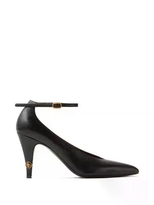 Versace Leather Pumps With Embellished Medusa Heel - Black