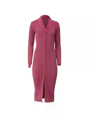 Staud Ribbed Knit Button-up Midi Dress