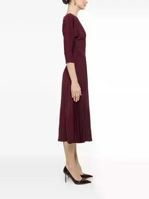 NISSA Bordeaux Pleated Midi Dress