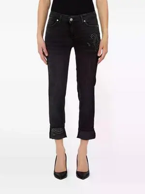 Liu Jo Embellished Turn-up Hem Trousers - Black