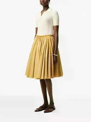AMI Paris Cotton Corolla Midi Skirt - Neutrals