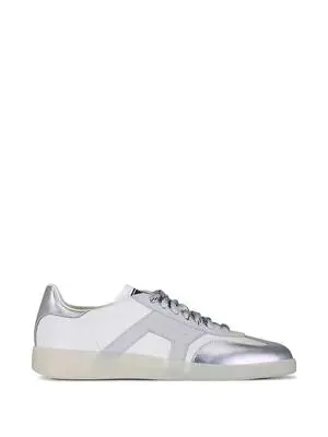 Santoni And Silver-tone Panelled Leather Sneakers - White