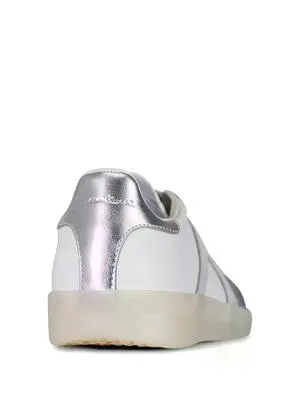 Santoni And Silver-tone Panelled Leather Sneakers
