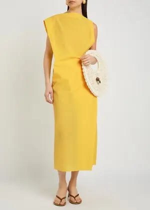 Jacquemus La Robe Drap Draped Midi Dress - Yellow