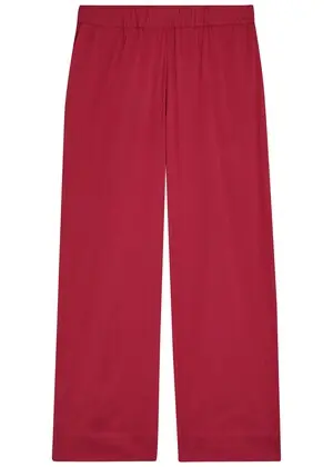 Max Mara Wide-leg Cropped Cotton Trousers - Burgundy