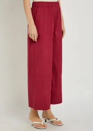 Max Mara Wide-leg Cropped Cotton Trousers - Burgundy