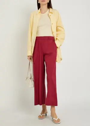 Max Mara Wide-leg Cropped Cotton Trousers - Burgundy