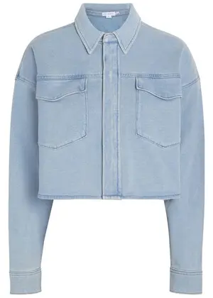 Good American Cropped Denim Jacket - Light Blue