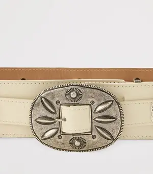 Ralph Lauren Vachetta Concho Leather Belt - White