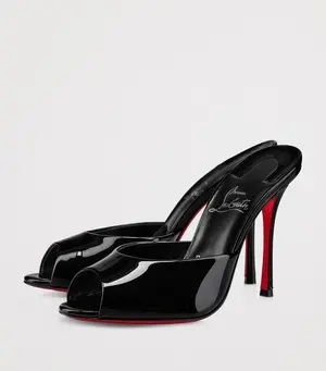 CHRISTIAN LOUBOUTIN Me Dolly Patent Leather Mules 100 - Black