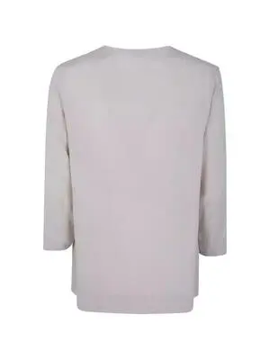 Rossopuro Three-quarter Sleeve Silk Top - Neutrals