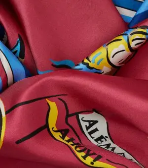ALEMAIS Printed Silk Twill Scarf - Red