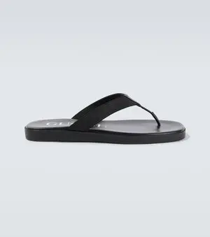 Gucci Logo Canvas And Leather Thong Sandals