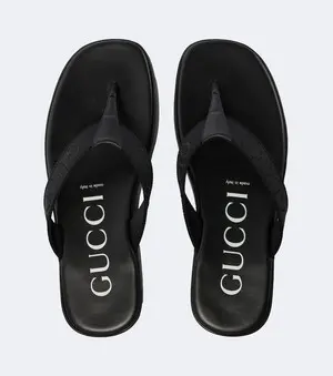 Gucci Logo Canvas And Leather Thong Sandals