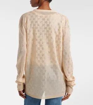 Gucci Gg Embellished Silk Cardigan
