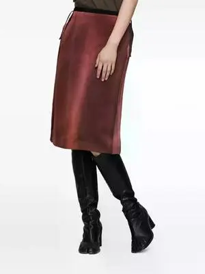 MAISON MARGIELA Satin Midi Skirt With Sun-faded Sheen - Red