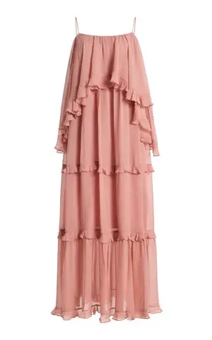 Zimmermann Luna Ruffled Georgette Midi Dress - Pink