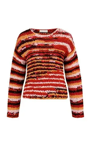 Zimmermann Luna Ribbon Knit Cotton Sweater - Stripe