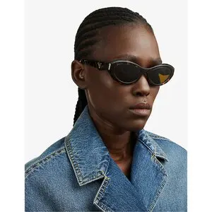 Prada Irregular Shape Acetate Sunglasses - Brown