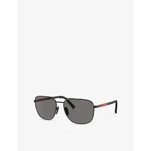Prada Aviator-frame Metal Sunglasses - Black