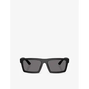 Prada Ps A07s Polarised Rectangle Sunglasses - Black