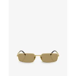 Prada Rectangle-frame Metal Sunglasses - Gold