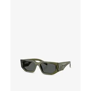 Prada Rectangle-frame Acetate Sunglasses - Green