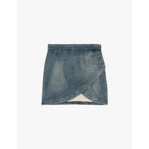 Zadig&Voltaire Julipe Wrap-front Denim Mini Skirt - Medium Blue