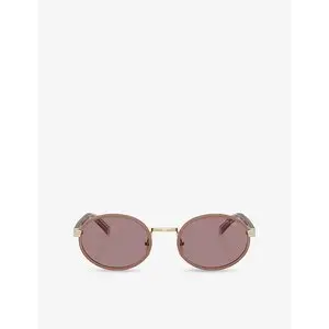 Prada Round Frame Metal Sunglasses - Brown